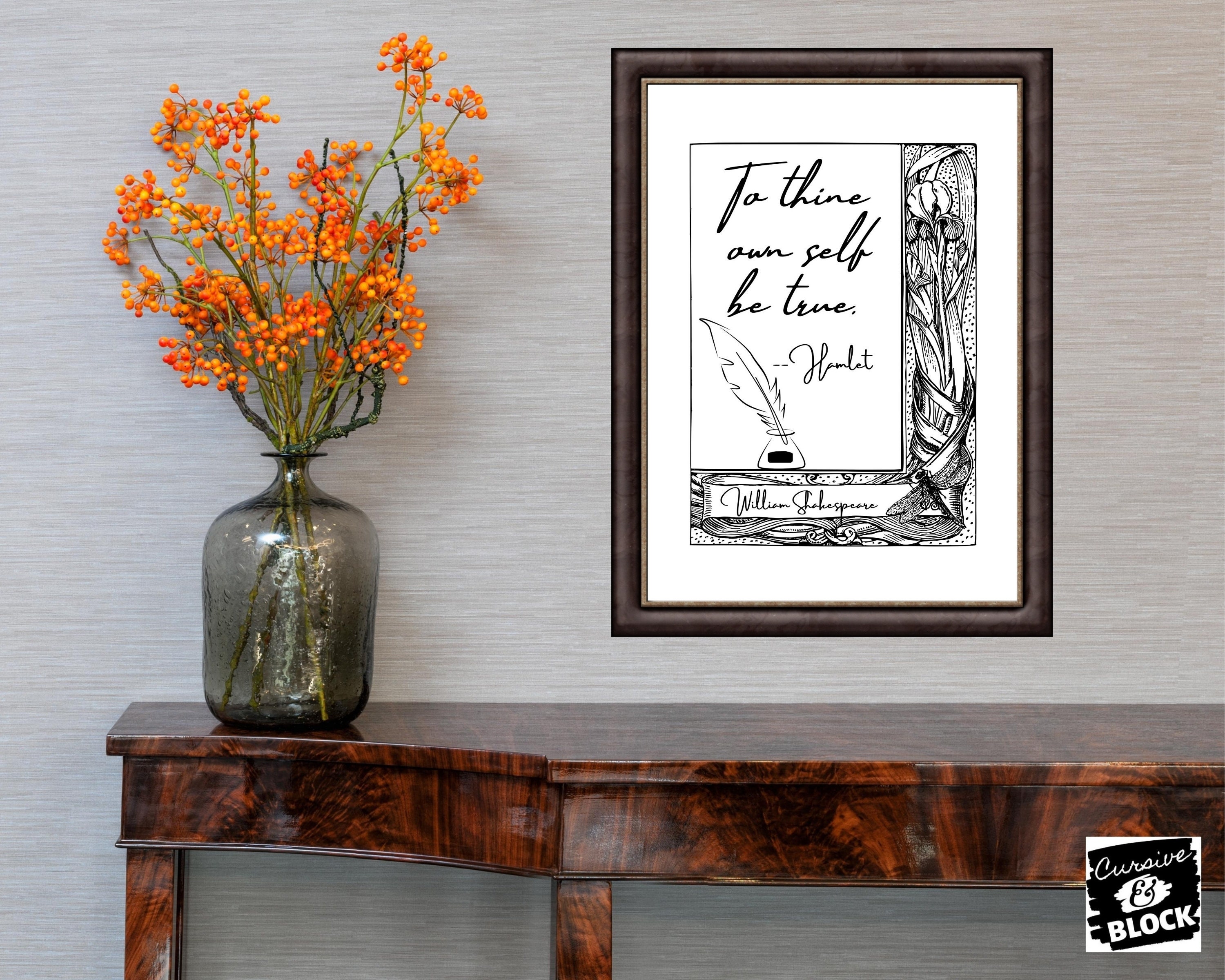 Shakespeare Quote to Thine Own Self Be True Literary Print, Printable ...
