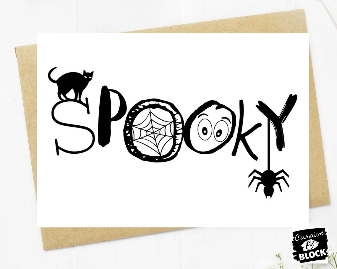 Spooky Halloween Card Printable Typography Card Halloween - Etsy