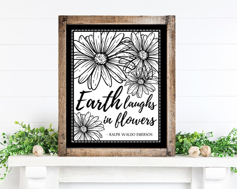 Ralph Waldo Emerson Printable Quote Poem Print Earth Laughs - Etsy