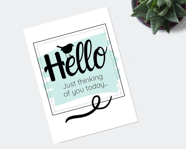 Thinking of You Long Distance Relationship Hello Downloadable Card - Etsy