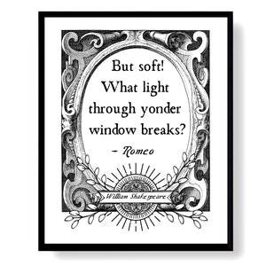 Romeo and Juliet Quote, Shakespeare Print Download, Literary Wall Art ...