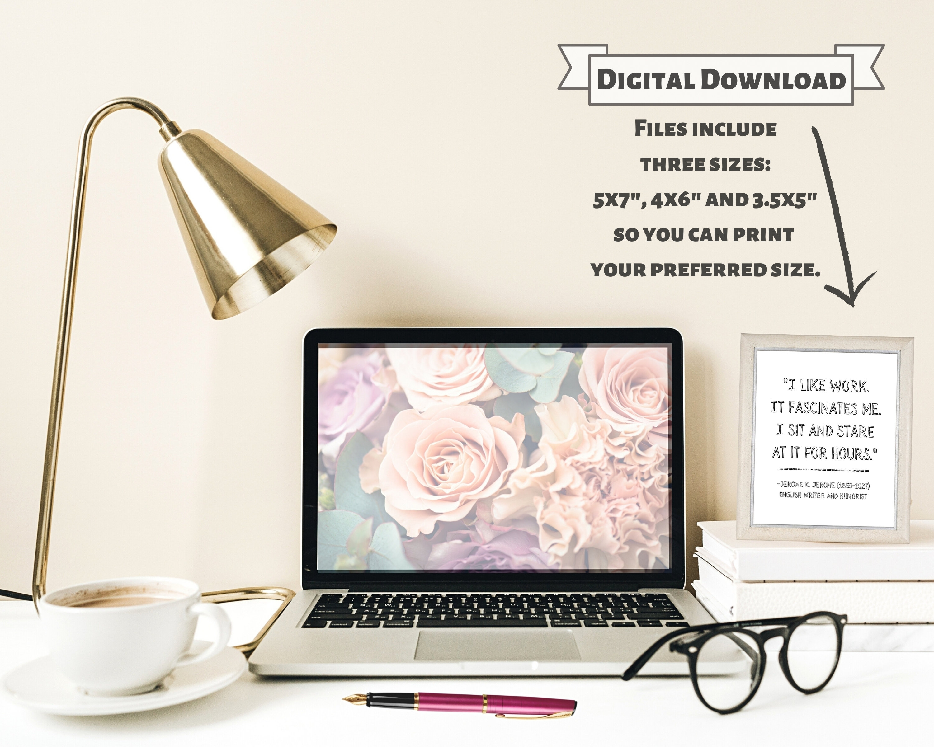 Small Art Cute Desk Accessories for Women, Printable Funny Quote Office ...