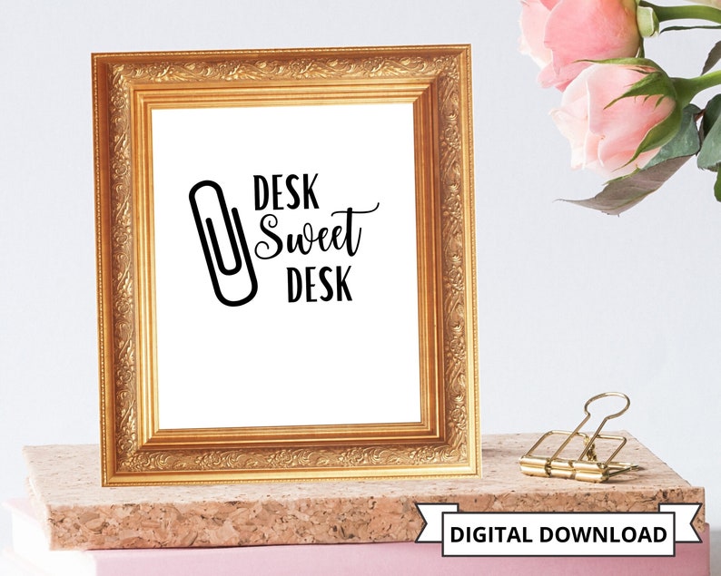 Cute Desk Sweet Desk Decor for Women Printable Small Office Desk Art ...