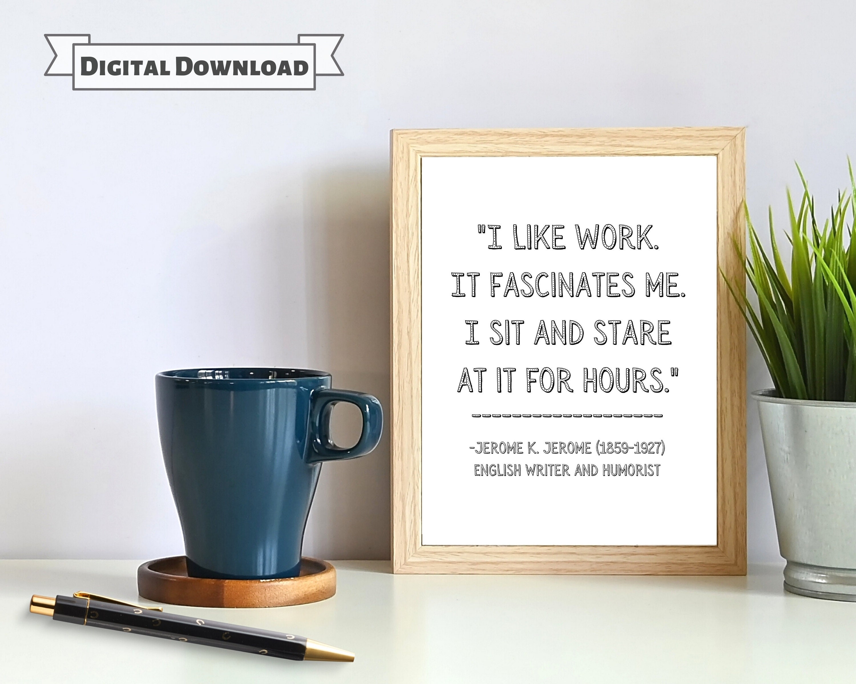 Small Art Cute Desk Accessories for Women, Printable Funny Quote Office ...
