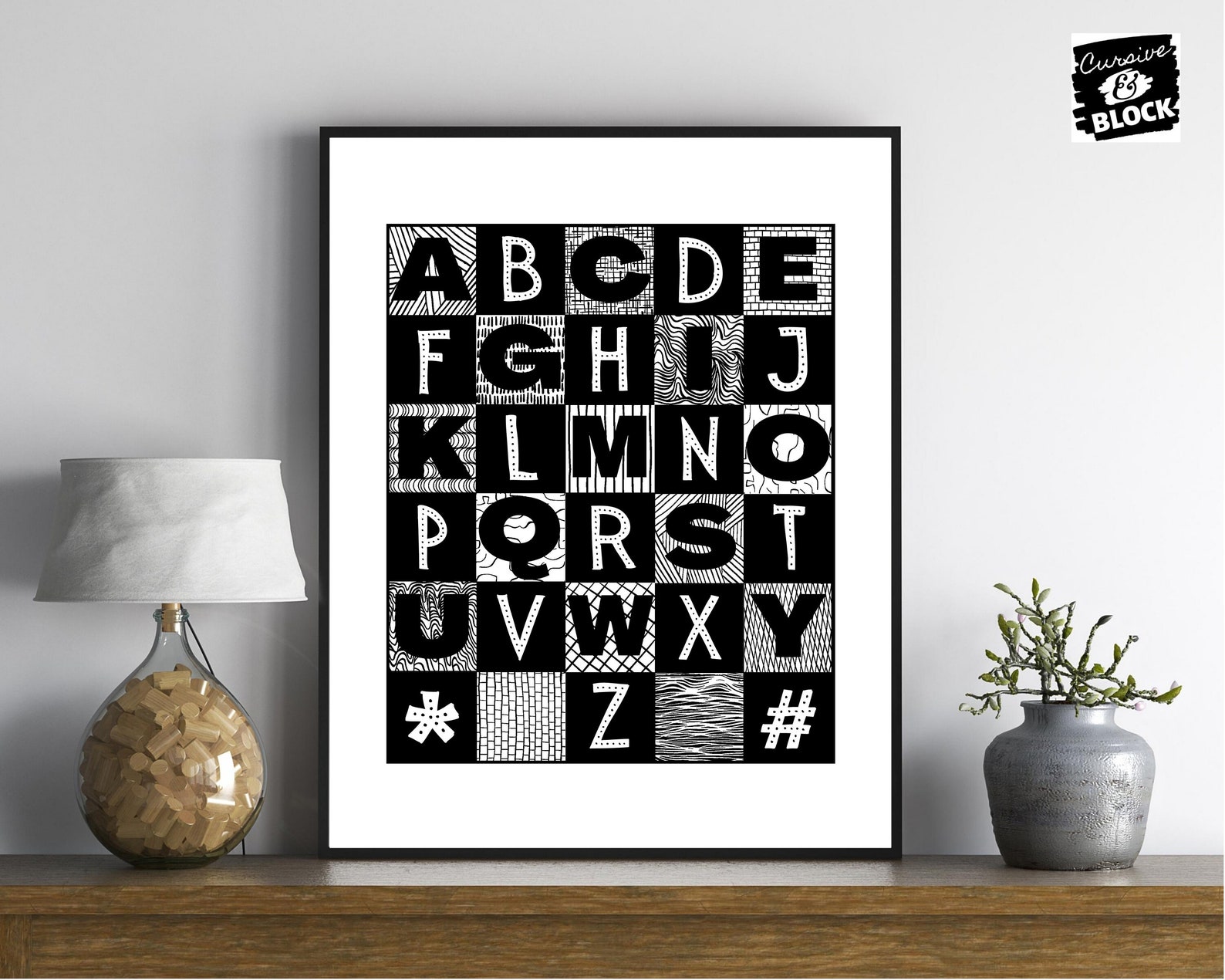 Alphabet Poster ABC Wall Art Digital Download Abstract Print - Etsy