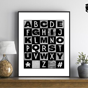 Alphabet Poster ABC Wall Art Digital Download Abstract Print - Etsy