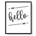 Hello Sign Script Font Printable Quotes Wall Decor, One Word Minimalist ...