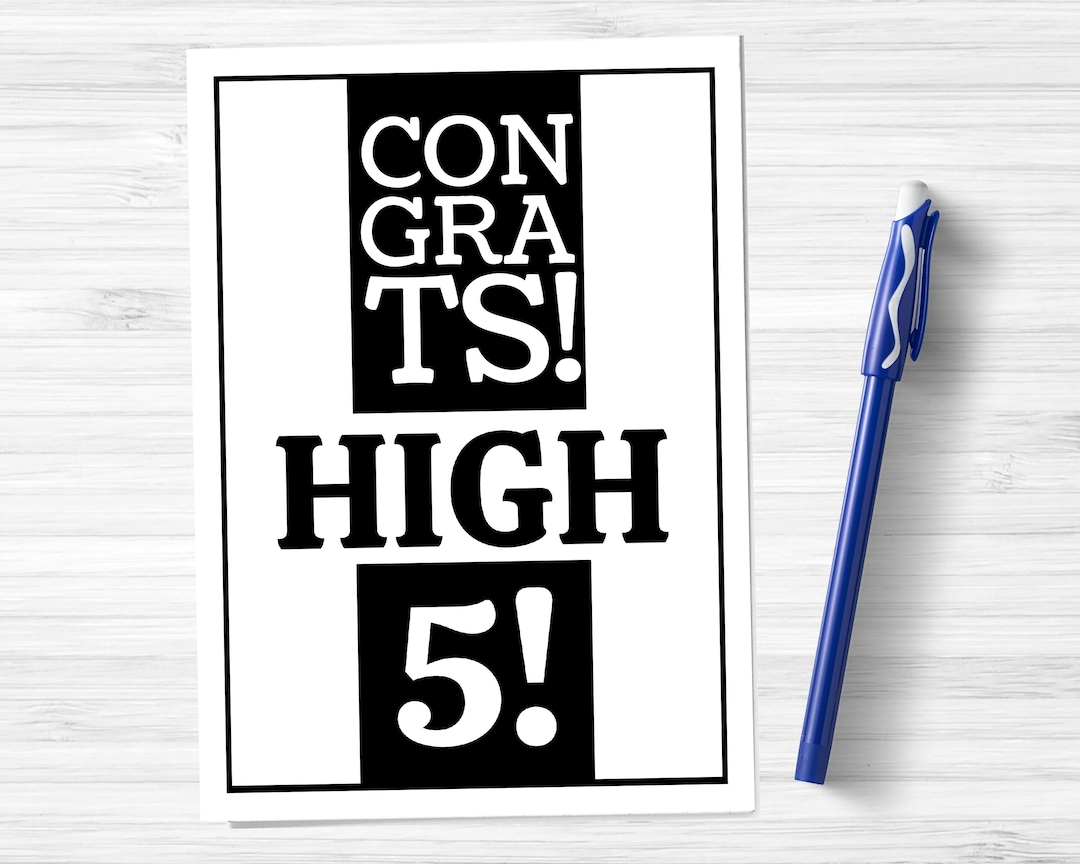 High Five Congratulations Congrats Digital Download Printable Card - Etsy