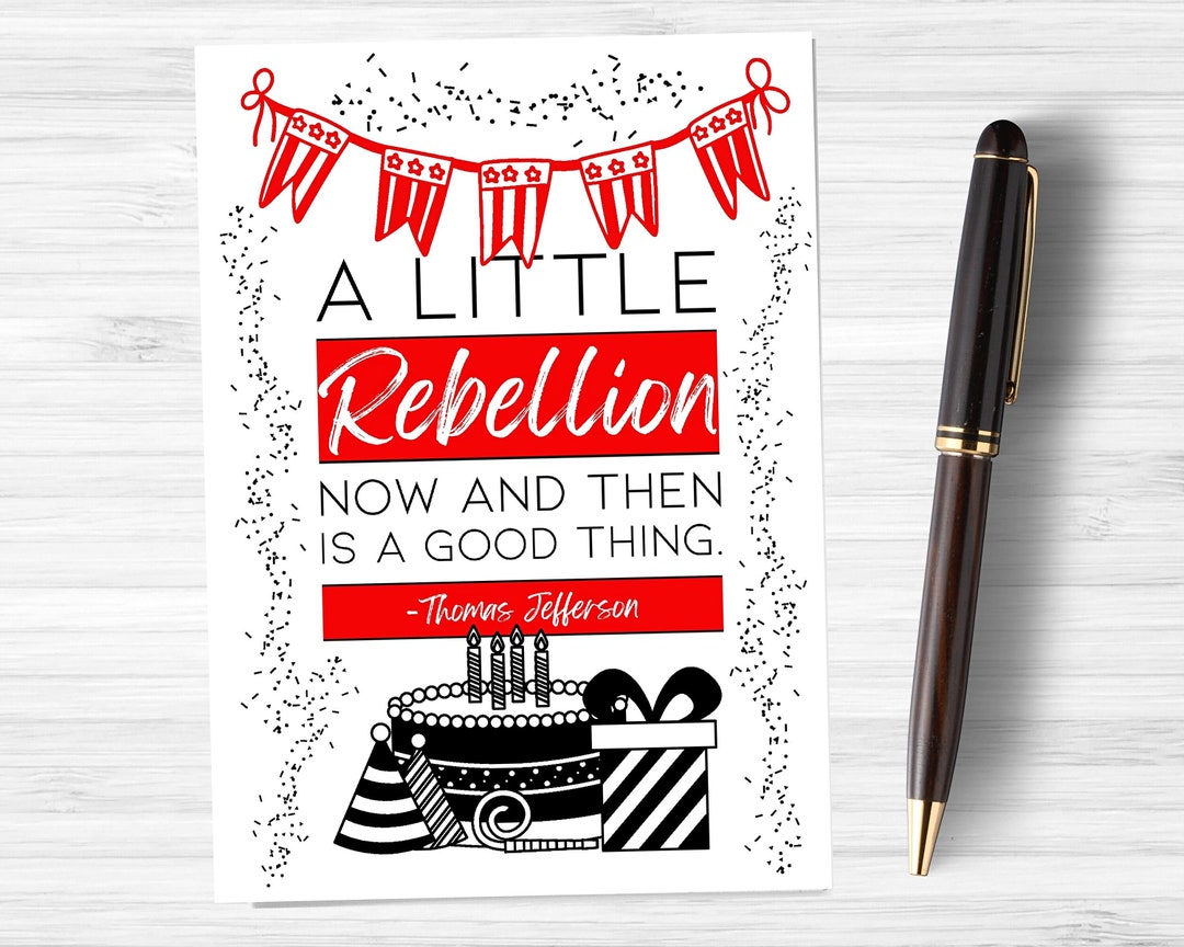 History Buff Funny Birthday Card Printable With Thomas Jefferson Quote ...