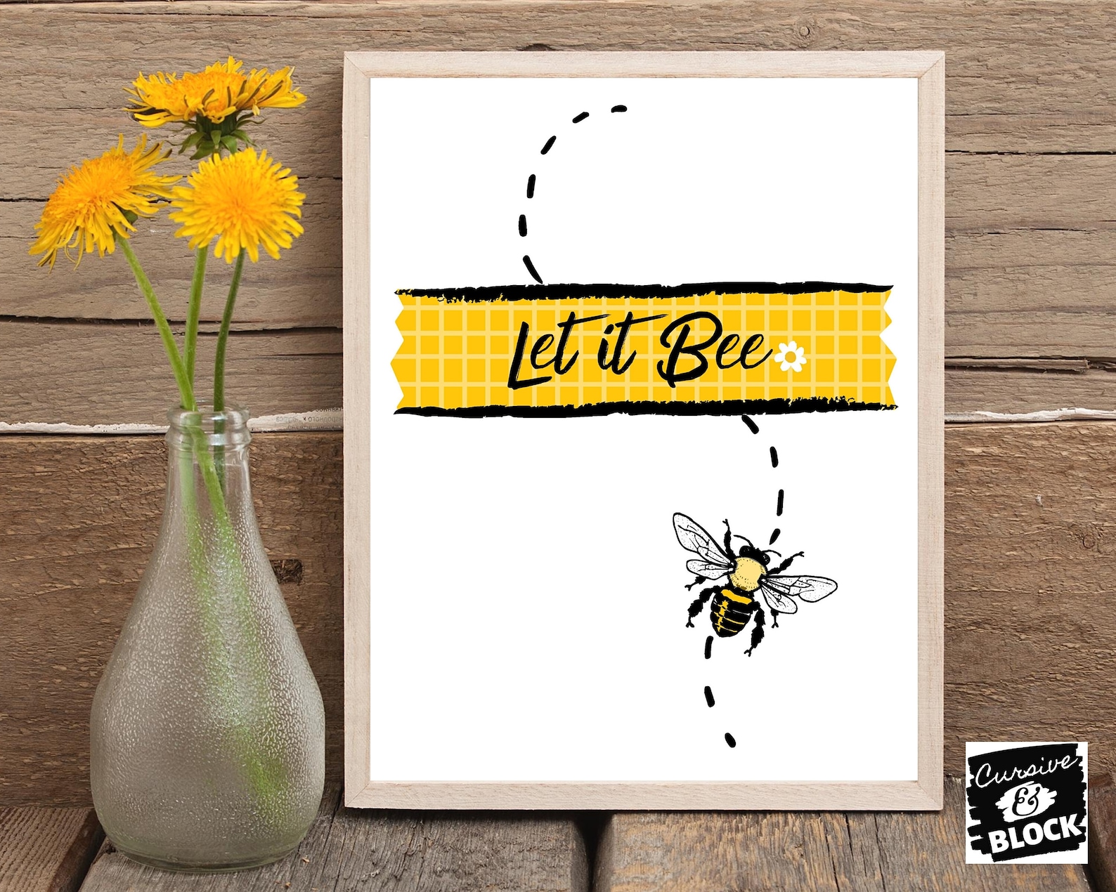 Printable Let It Bee Wall Art Bumblebee Honey Bee Illustration Wall ...