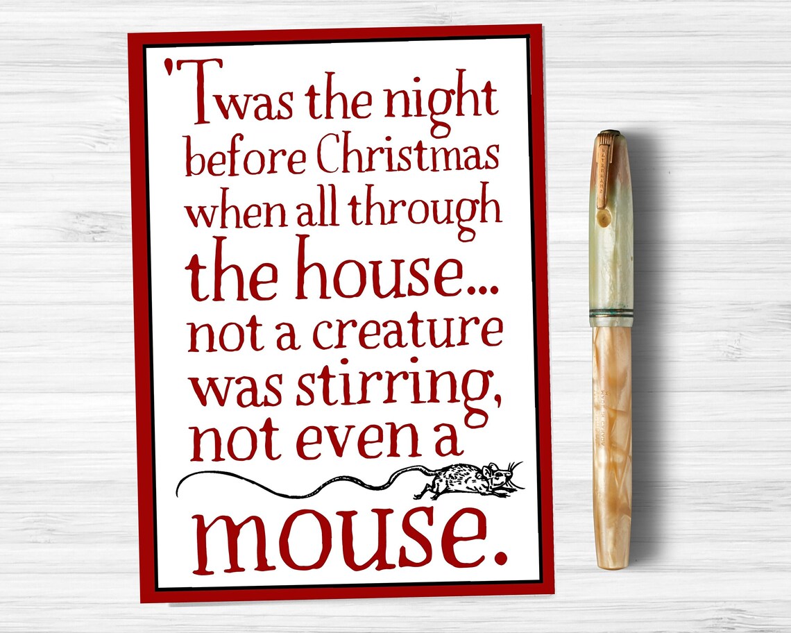 Twas the Night Before Christmas Mouse Card Printable Digital ...