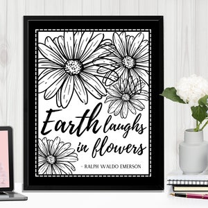 Ralph Waldo Emerson Printable Quote, Poem Print, Earth Laughs in ...