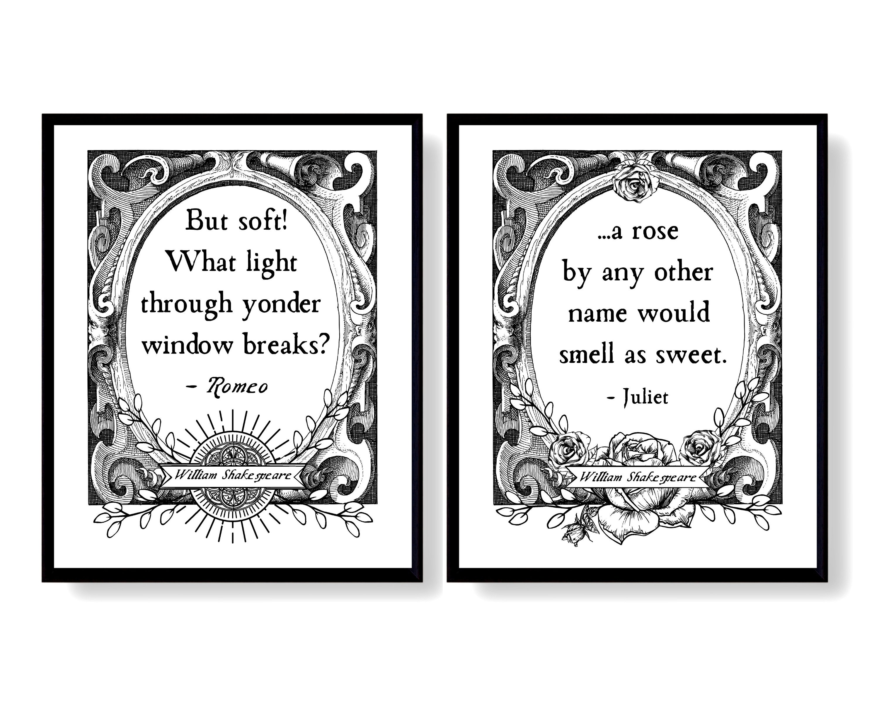 Gallery Wall Set Printables Romeo Juliet Shakespeare Literary - Etsy