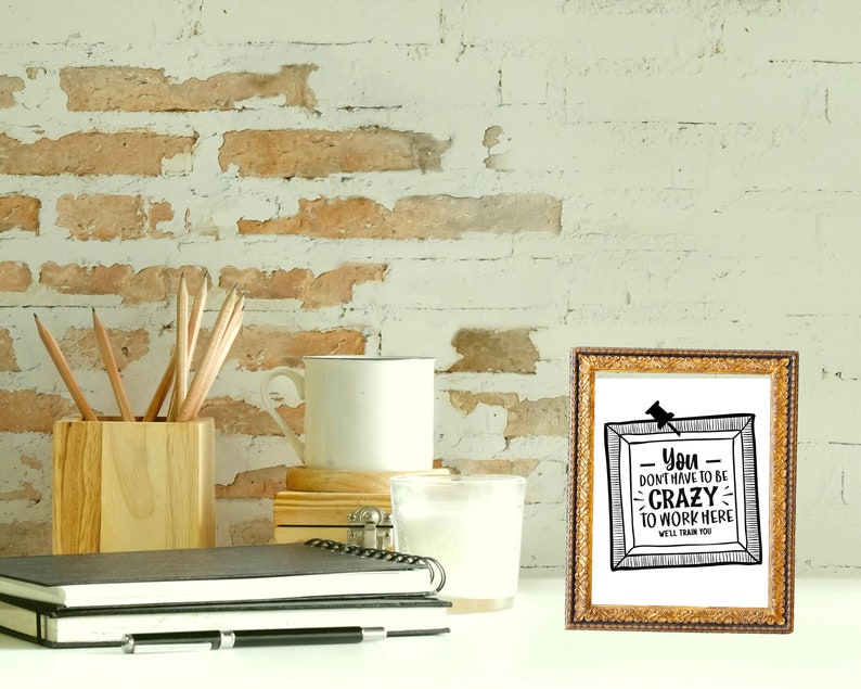 Funny Cubicle Art for Women Small Cute Desk Decor Crazy to - Etsy