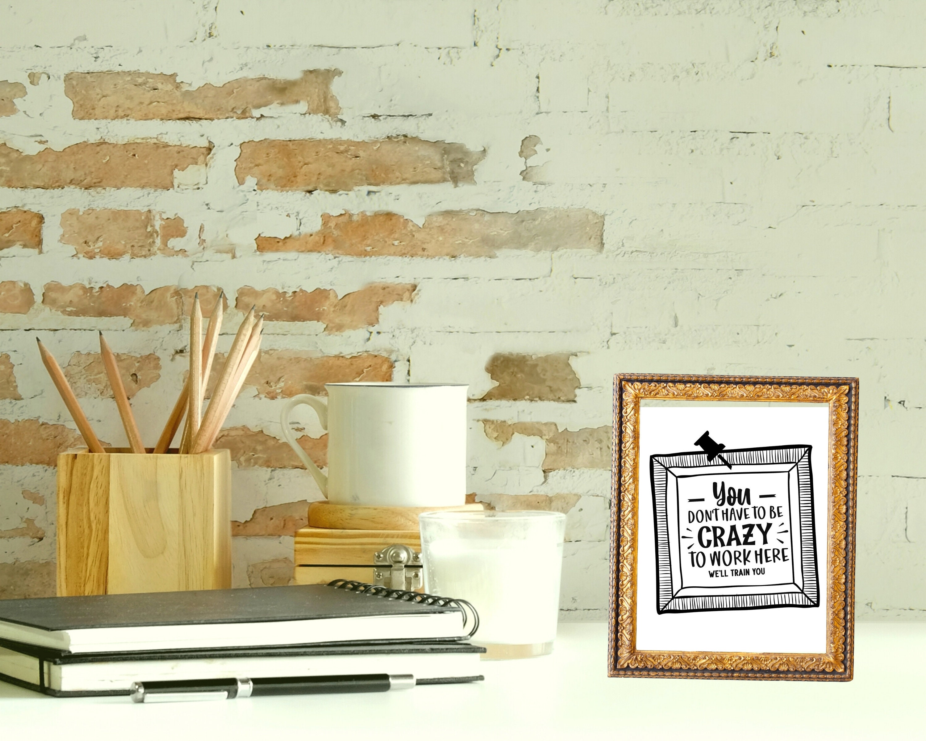 Funny Cubicle Art for Women Small Cute Desk Decor Crazy to - Etsy