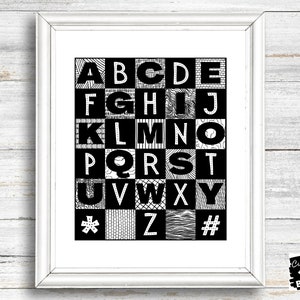 Alphabet Poster ABC Wall Art Digital Download Abstract Print - Etsy