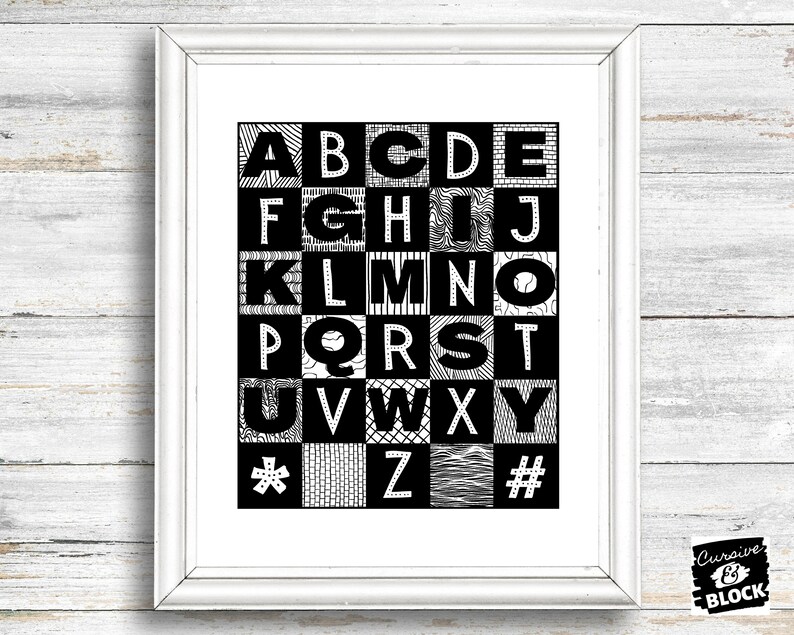 Alphabet Poster ABC Wall Art Digital Download Abstract Print - Etsy