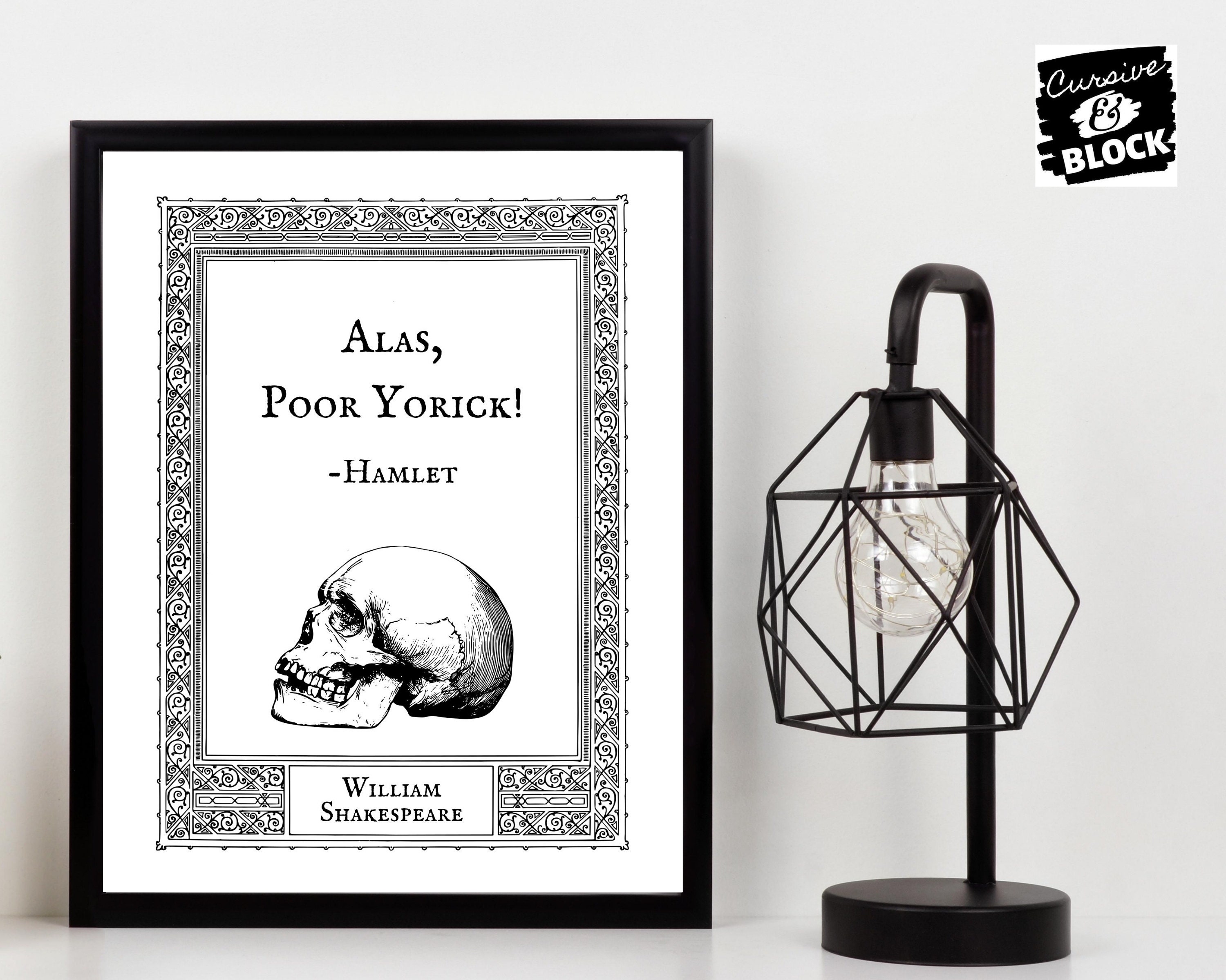 Shakespeare Poster With Hamlet Quote Alas Poor Yorick, Printable Quote ...