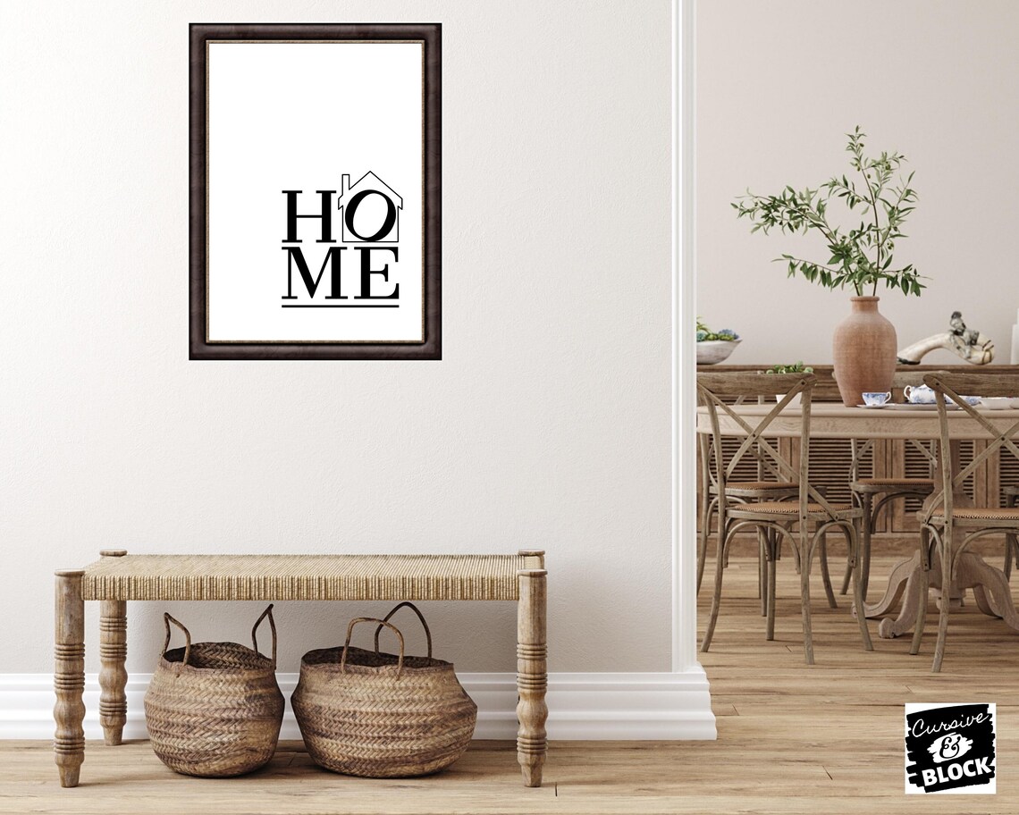 Printable Word Art Home Sign, Modern Typography Print, Hallway Wall Art ...