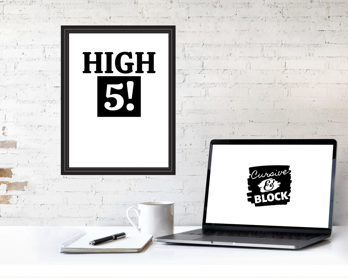 Positive Quotes Printable Wall Art High Five Motivational Poster ...