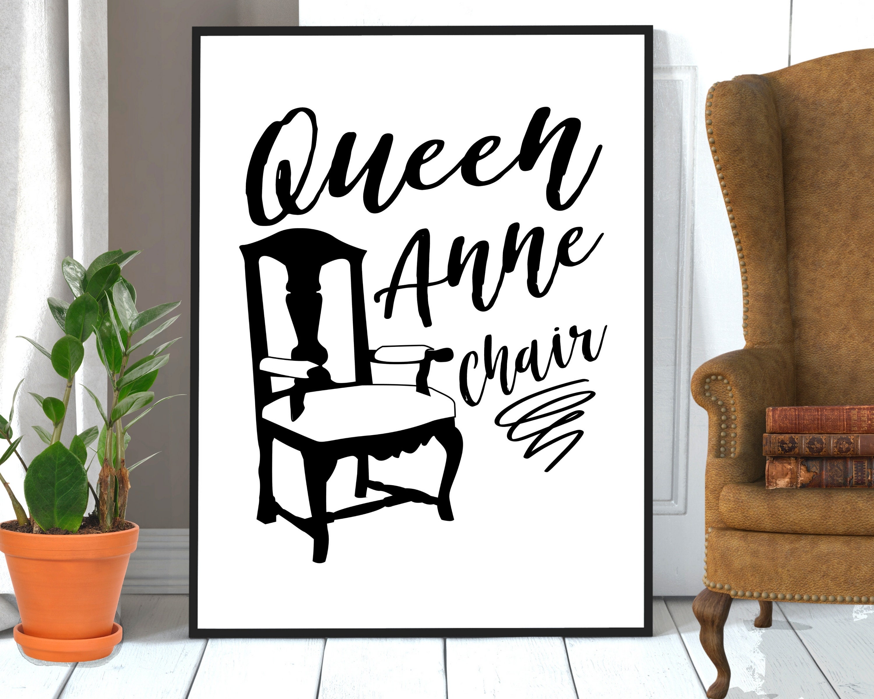 Furniture Wall Art Printable, Queen Anne Chair Print, Antique Style ...