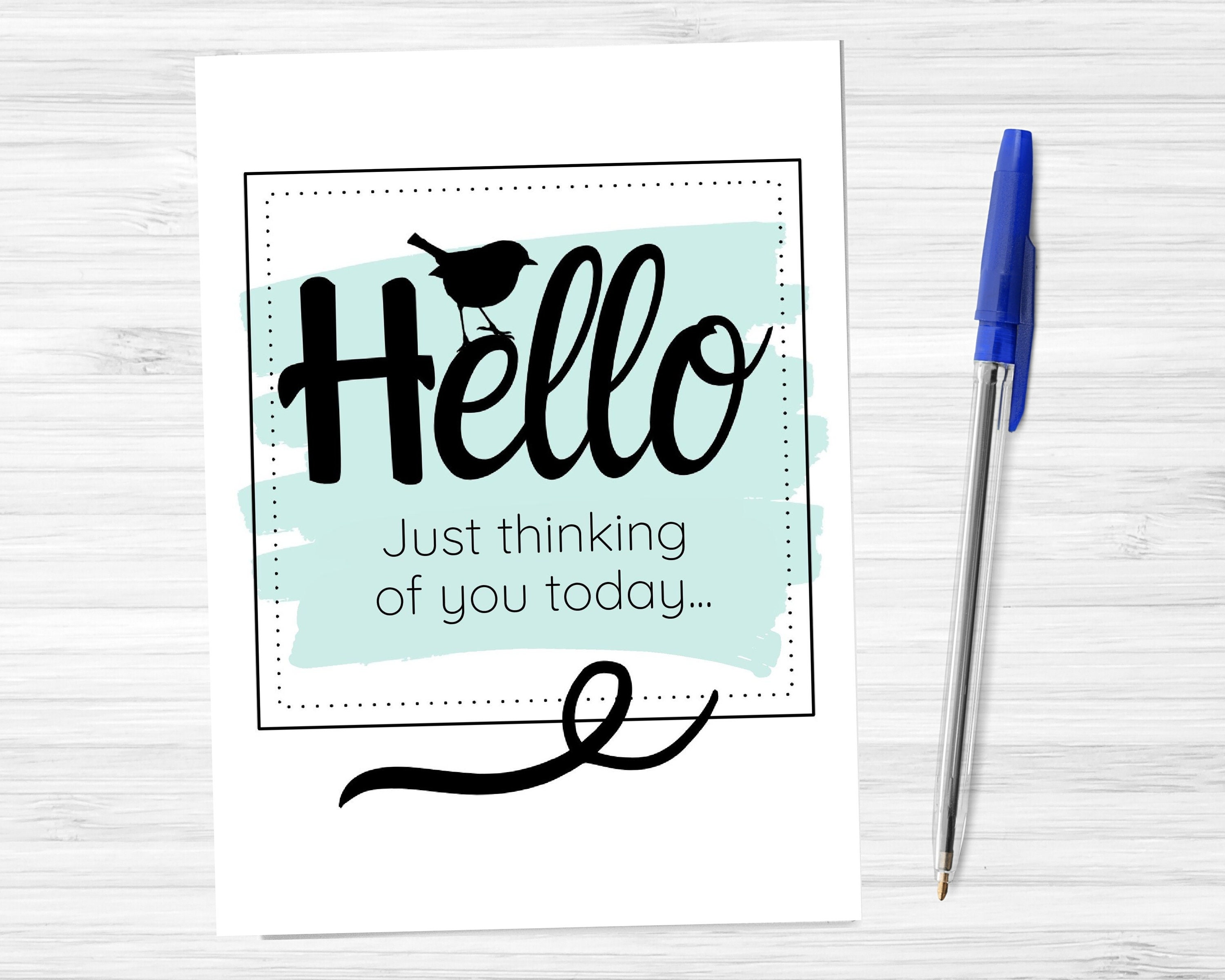 Thinking of You Long Distance Relationship Hello Downloadable Card - Etsy