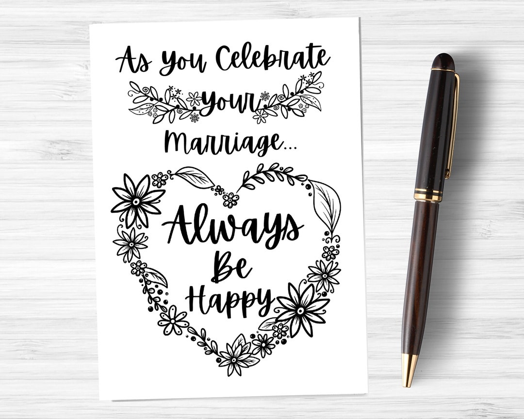 Wedding Card Congratulations Printable, Just Married Wedding Wishes ...