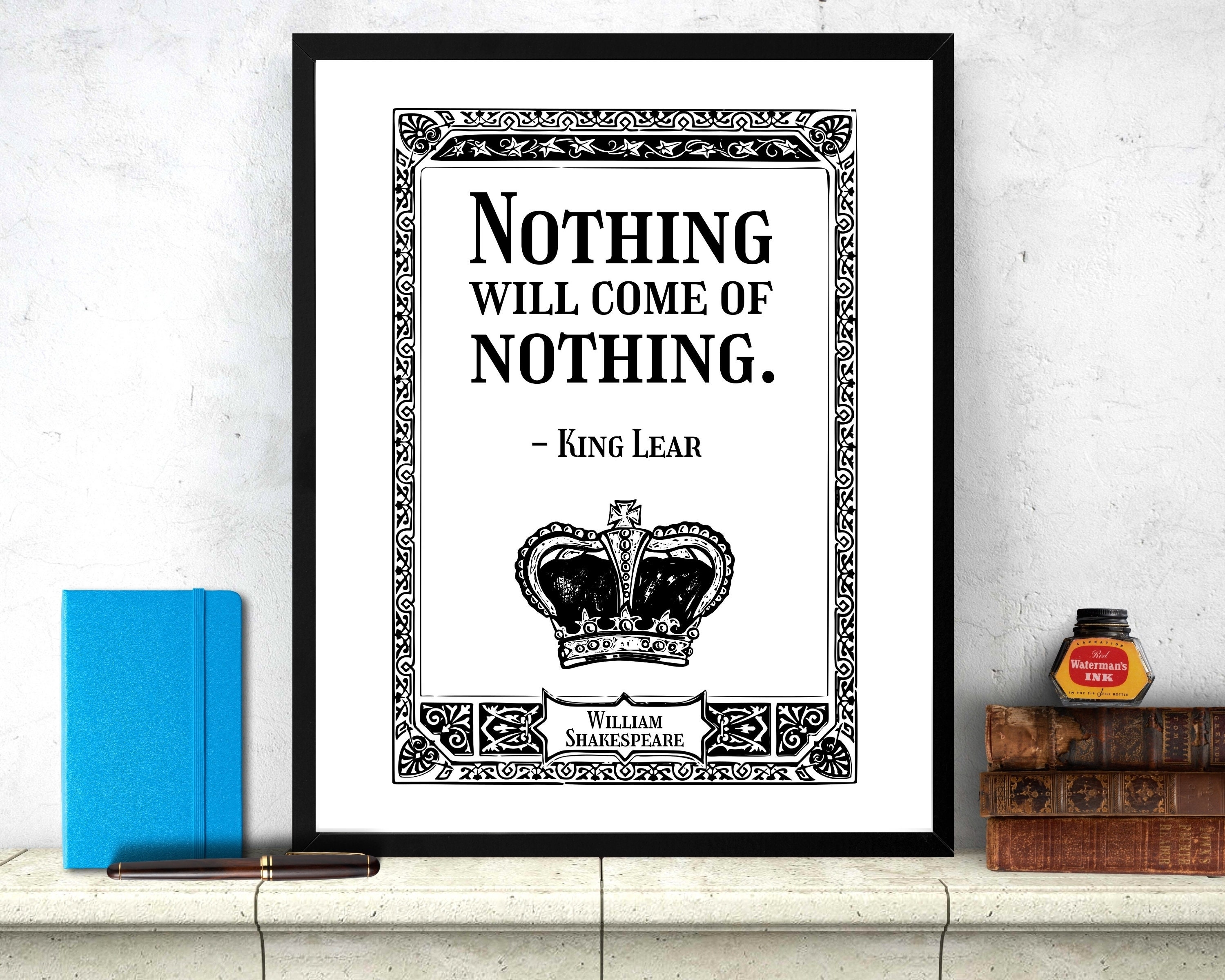 Shakespeare Quote Literary Wall Art Printable King Lear Motivational ...