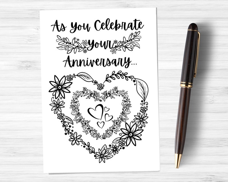 Anniversary Card Printable Heart Anniversary Card Happy Anniversary ...