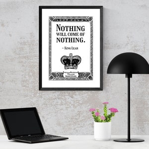 Shakespeare quote Literary wall art printable King Lear | Etsy