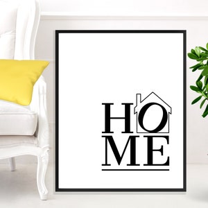 Printable Word Art Home Sign, Modern Typography Print, Hallway Wall Art ...