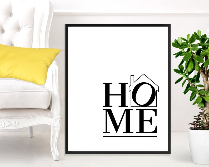Printable Word Art Home Sign, Modern Typography Print, Hallway Wall Art ...