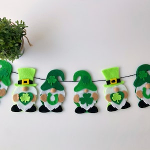 St Patrick's Gnome Felt Garland, St Patricks Day Felt Banner, St ...