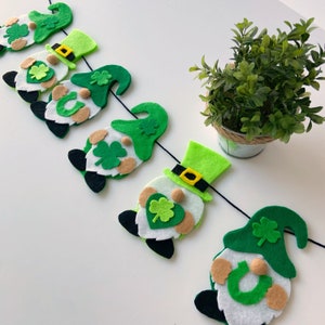 St Patrick's Gnome Felt Garland, St Patricks Day Felt Banner, St ...
