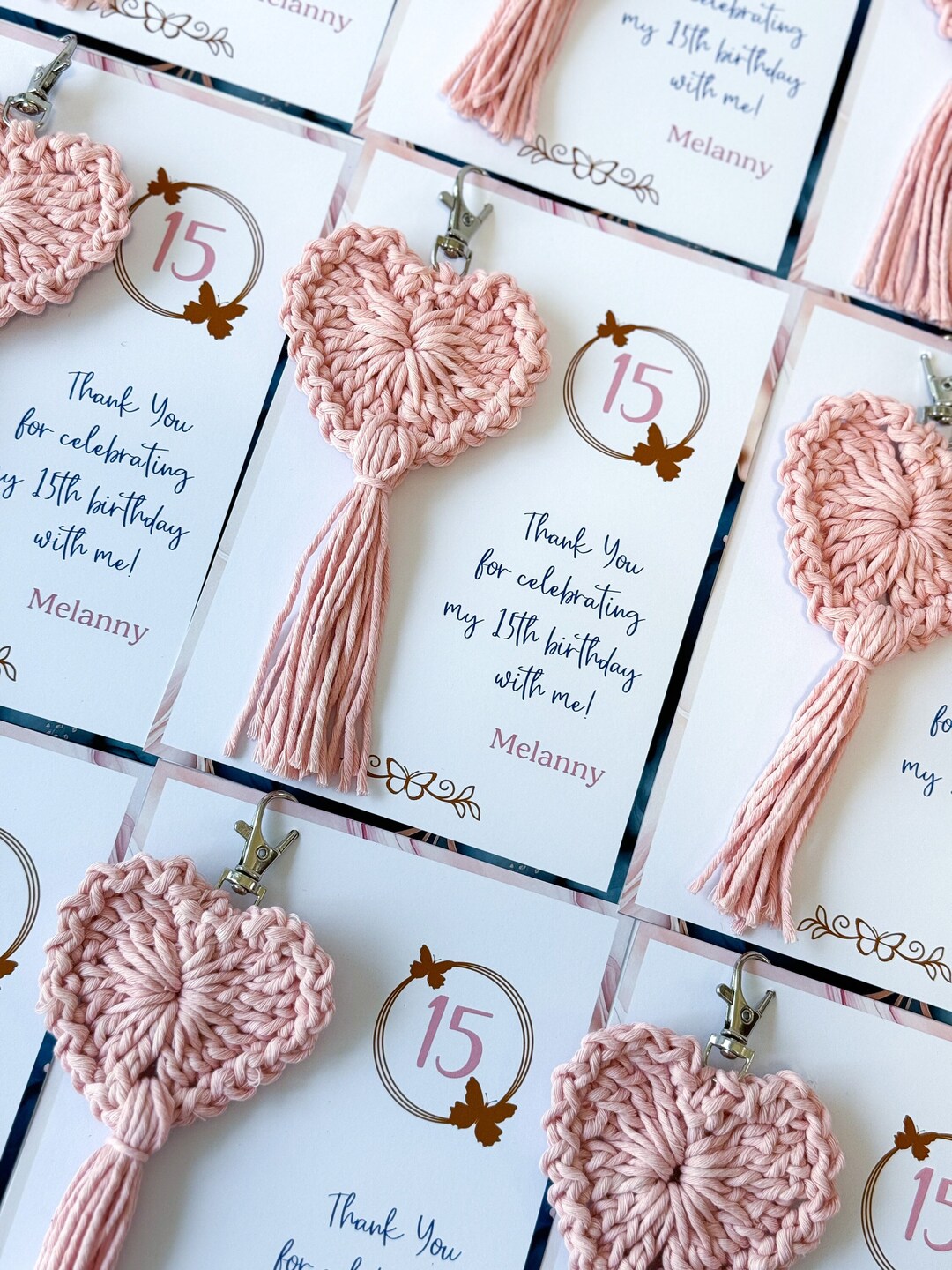 Crochet Heart Keychain, Crochet Party Favors, Heart Keychains Favors ...