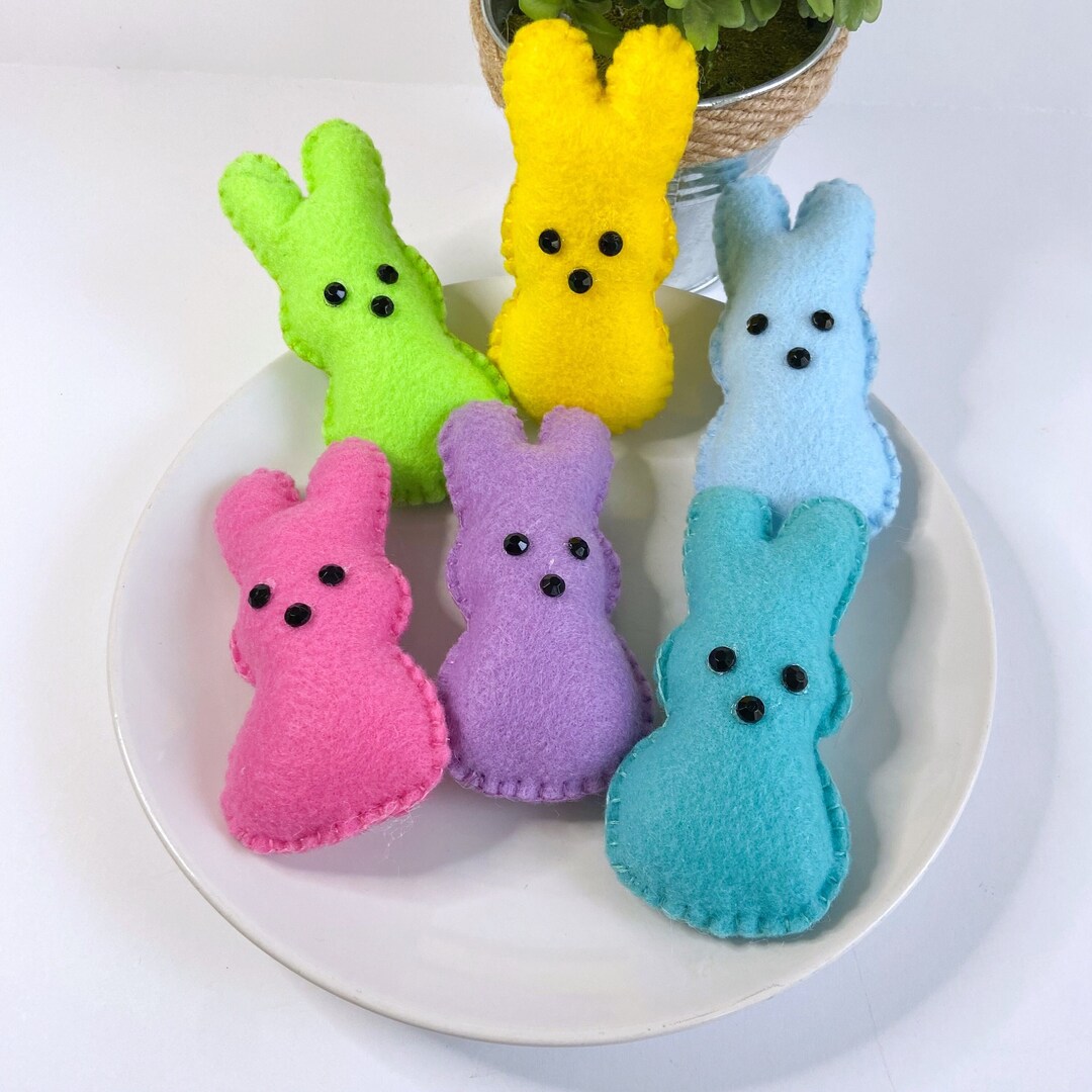 Felt Bunny Peeps Ornaments, Easter Peeps Decorations, Felt Easter Candy ...
