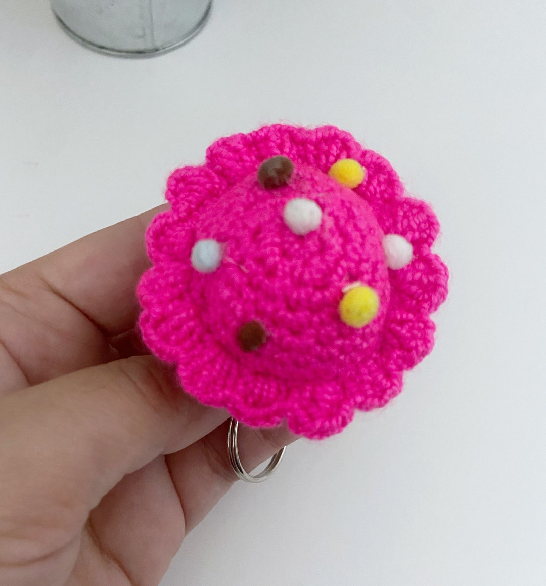 Cupcake Crochet Keychain, Amigurumi Mini Cupcake Keychain, Crochet ...