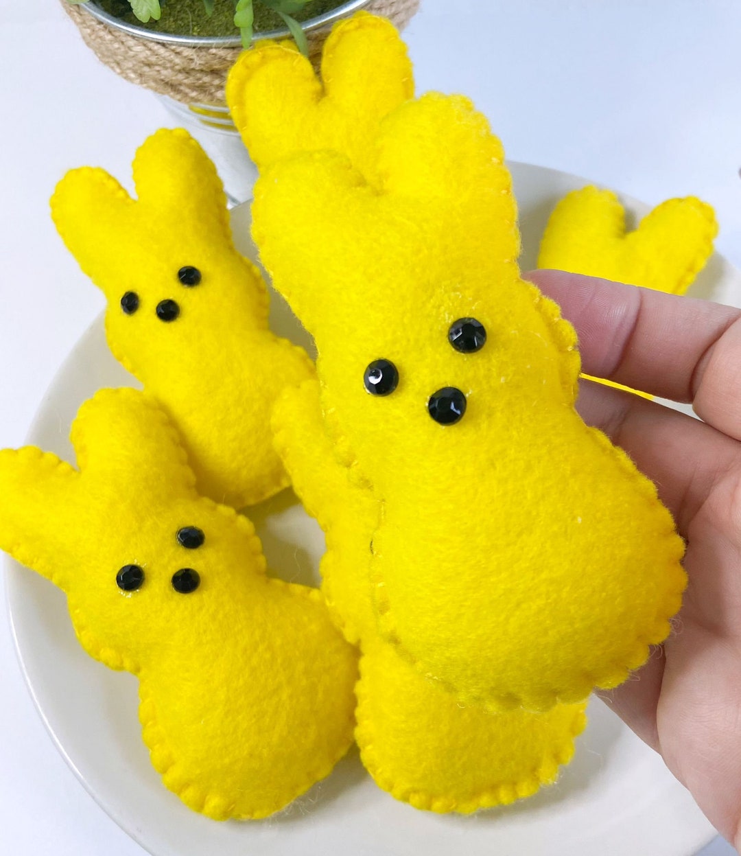Handmade Felt Easter Peeps Bunny Ornaments - Set of 6 - Etsy