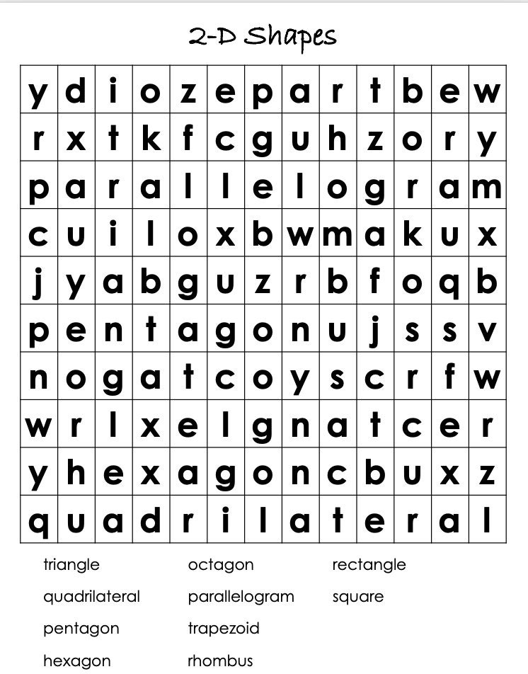 Math Word Search Puzzles, Fun Activities for Kids, Digital Download ...