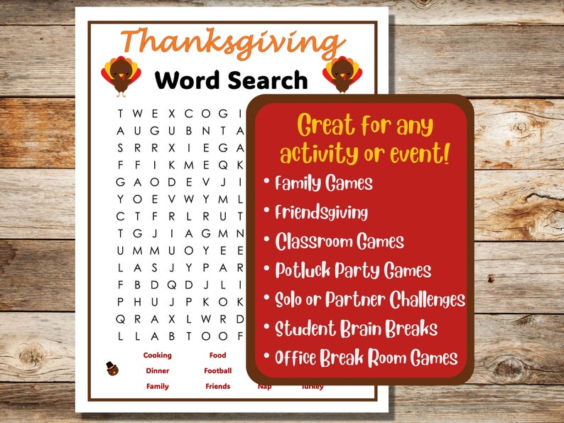 Printable Thanksgiving Word Search With Answers | Thanksgiving Word ...