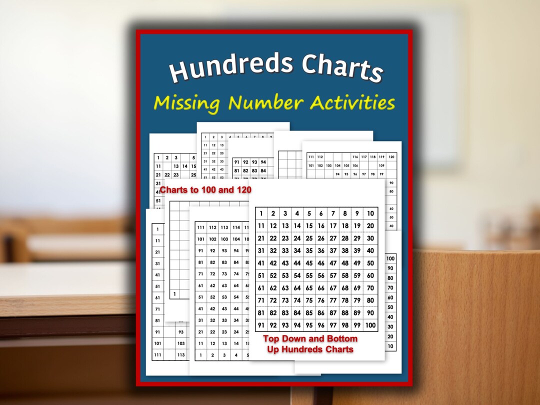 Elementary Math Hundreds Charts Missing Numbers Activities, Digital ...