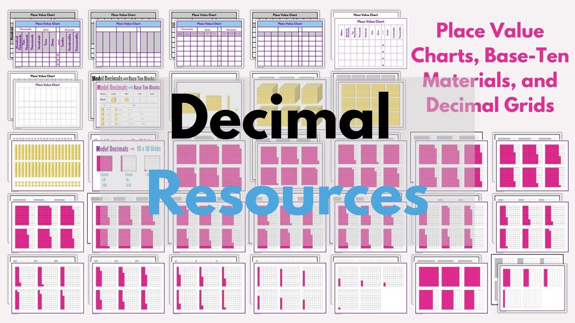 Decimal Tools Tenths and Hundredths Grids, Base-ten Blocks, & Place ...