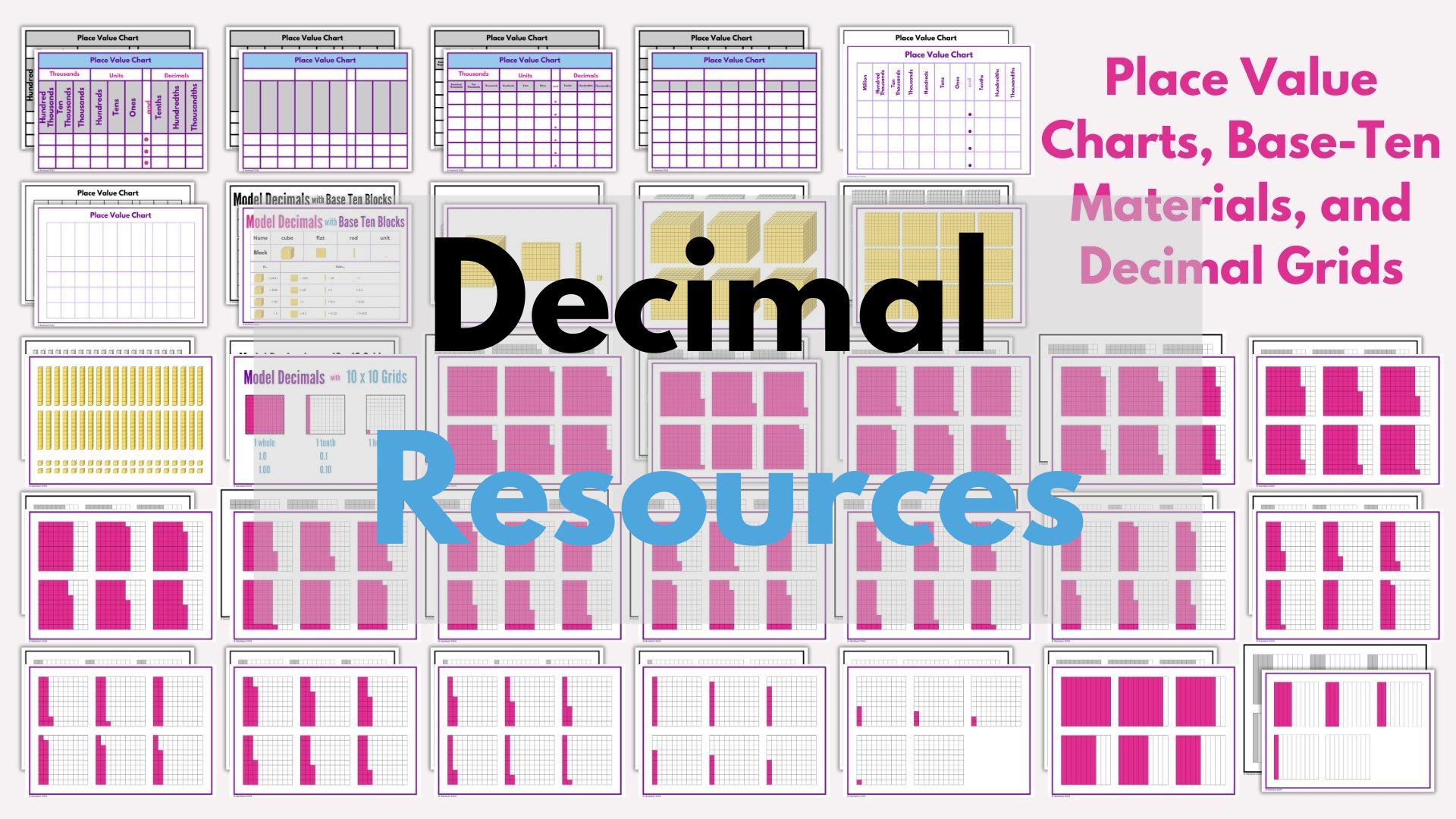 Decimal Tools Tenths and Hundredths Grids, Base-ten Blocks, & Place ...