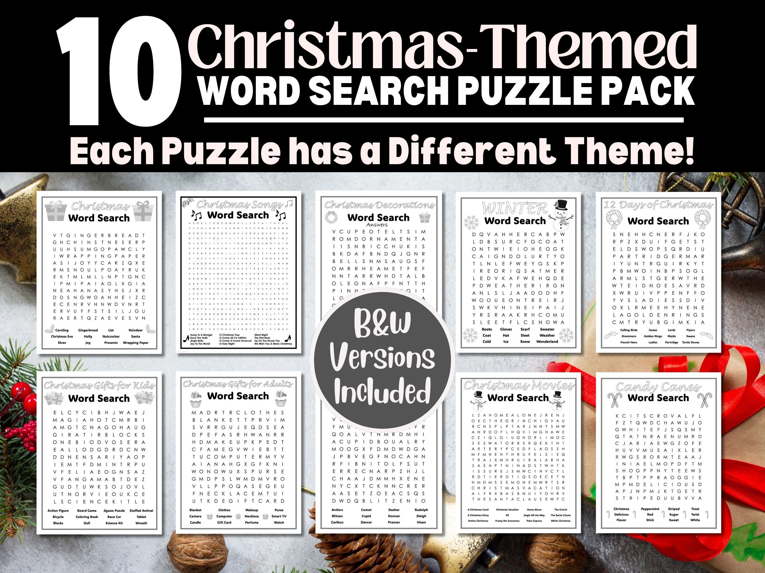 10 Pack Christmas Word Search Bundle - Etsy