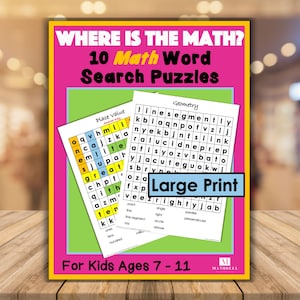 Math Word Search Puzzles, Fun Activities for Kids, Digital Download ...
