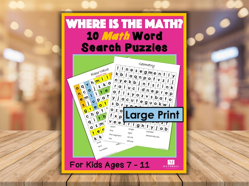 Math Word Search Puzzles, Fun Activities for Kids, Digital Download ...