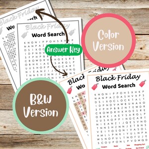 Printable Black Friday Word Search With Answers | Thanksgiving Word ...