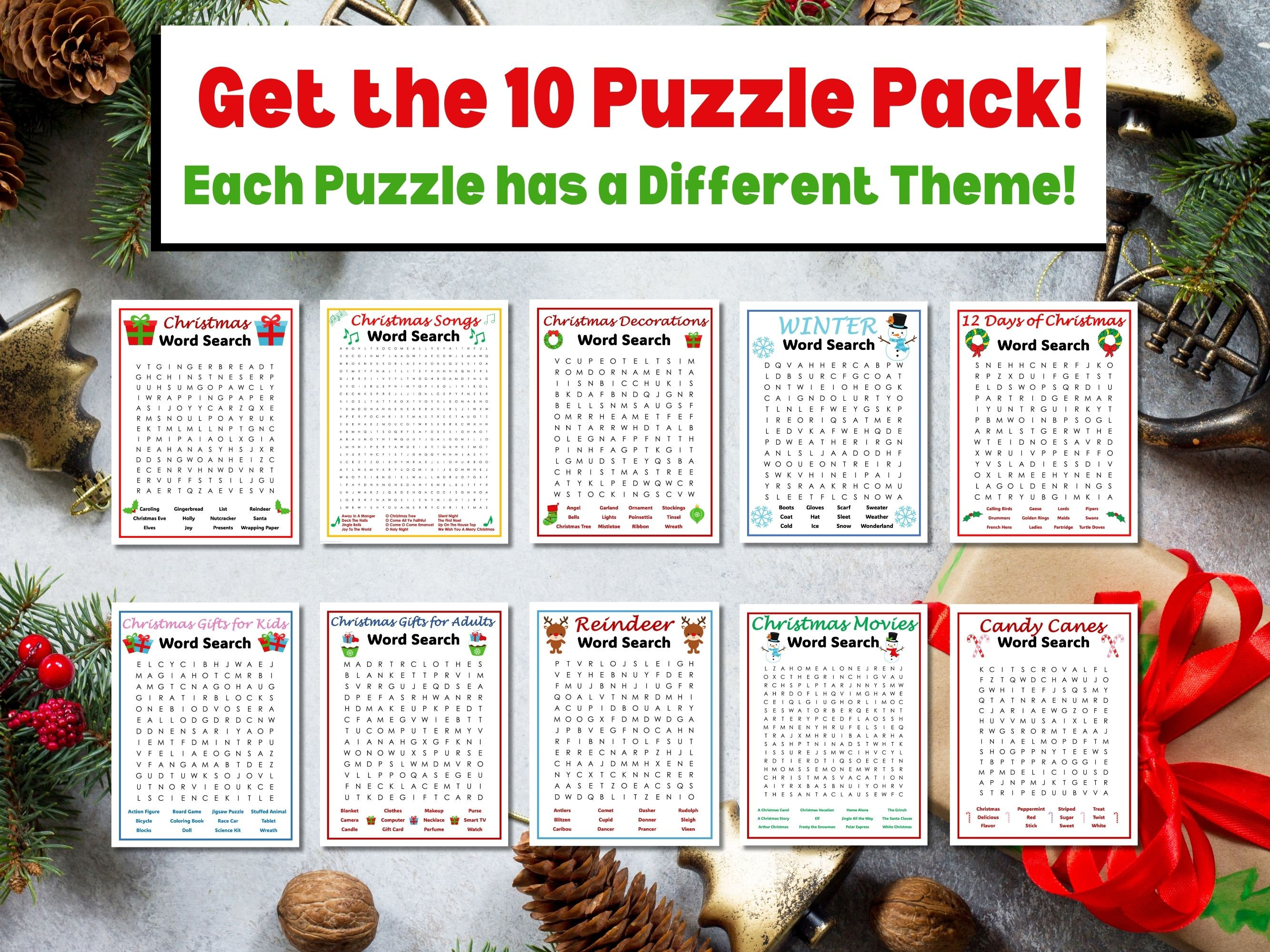 Candy Canes Word Search Christmas Word Search - Etsy