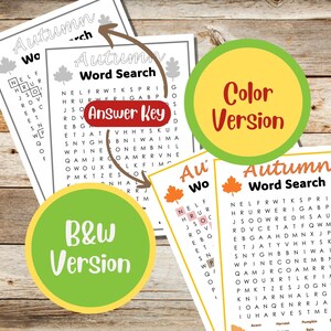 Printable Fall/autumn Word Search With Answers | Thanksgiving Word ...