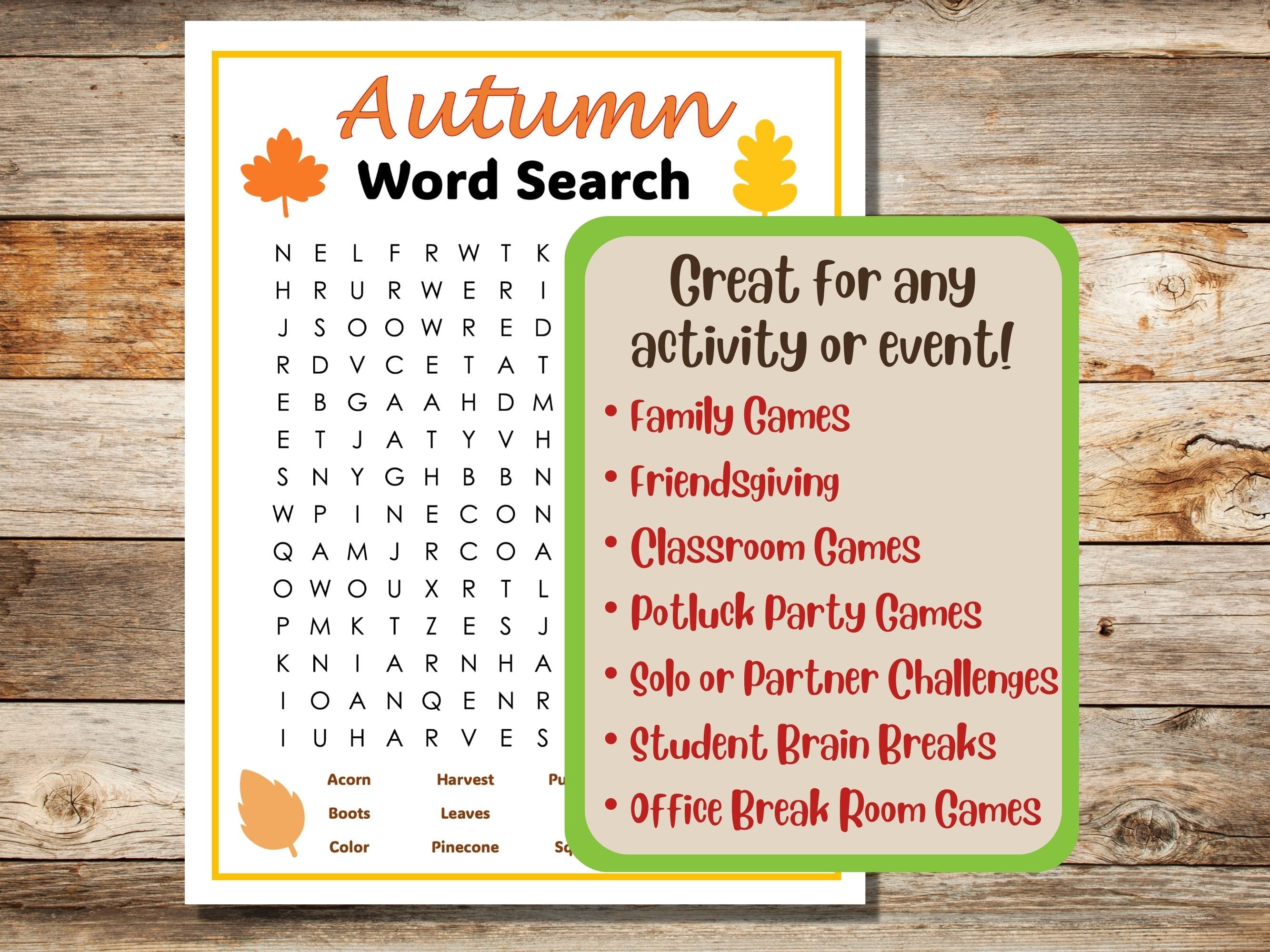 Printable Fall/autumn Word Search With Answers | Thanksgiving Word ...